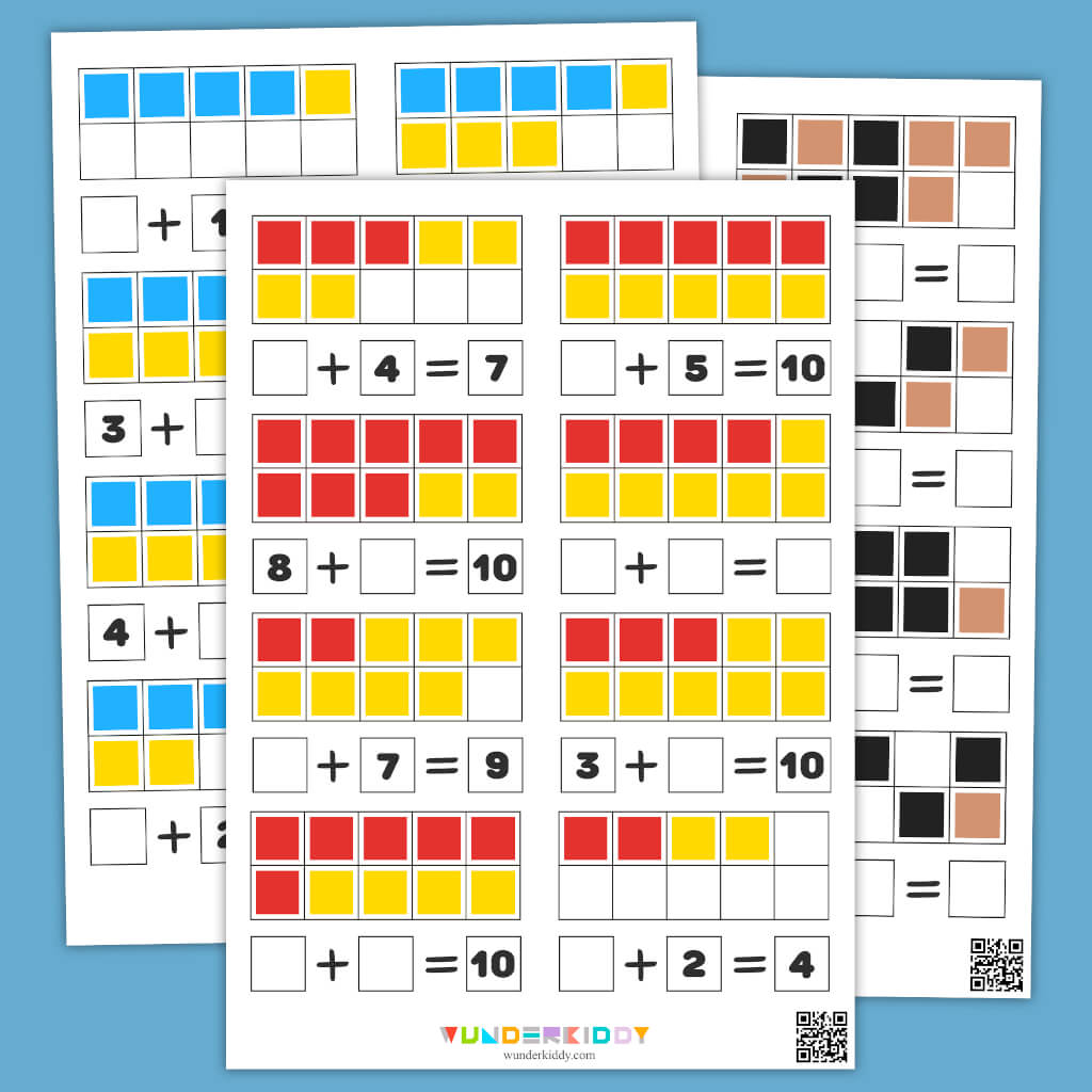 Kindergarten Math Readiness: Addition within 10 Worksheets