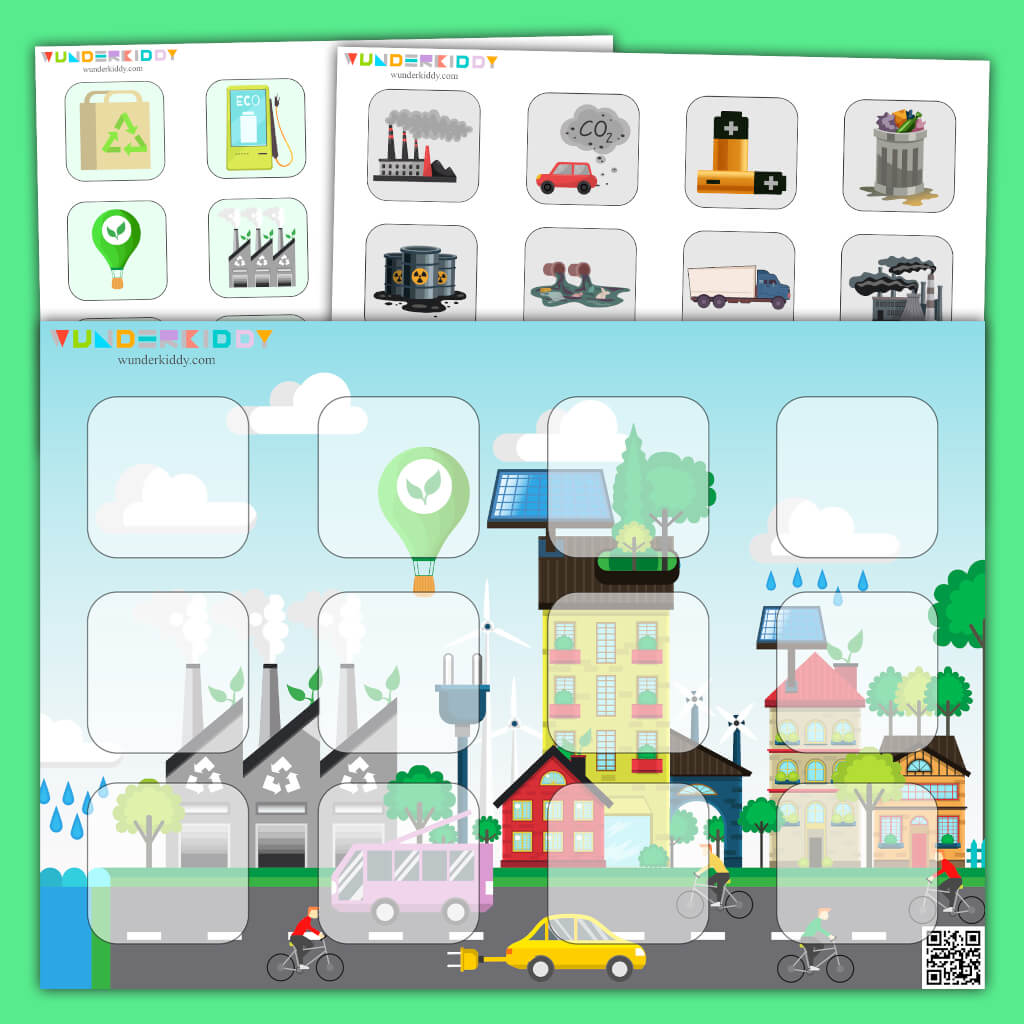 Printable Air Pollution Environmental Sorting Preschool Game