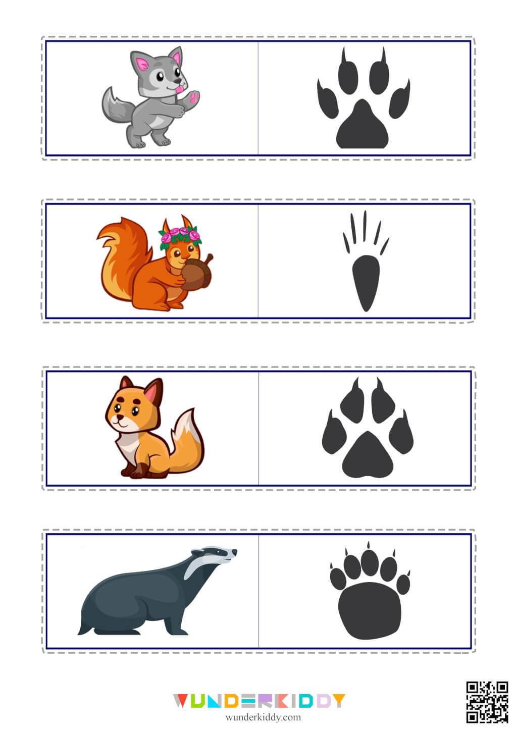 Познавательная игра «Следы животных распечатать Pdf