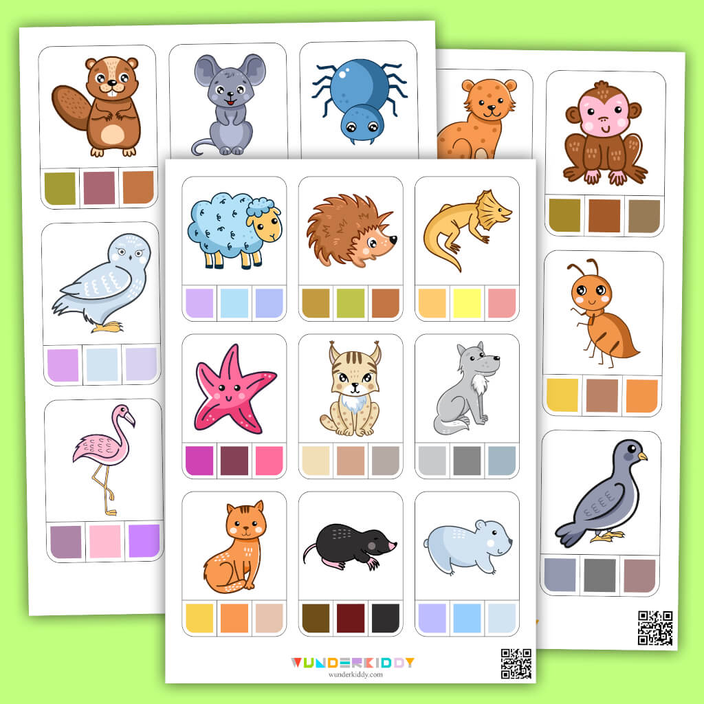 Printable Animals Early Learning Clothespin Game for Kids