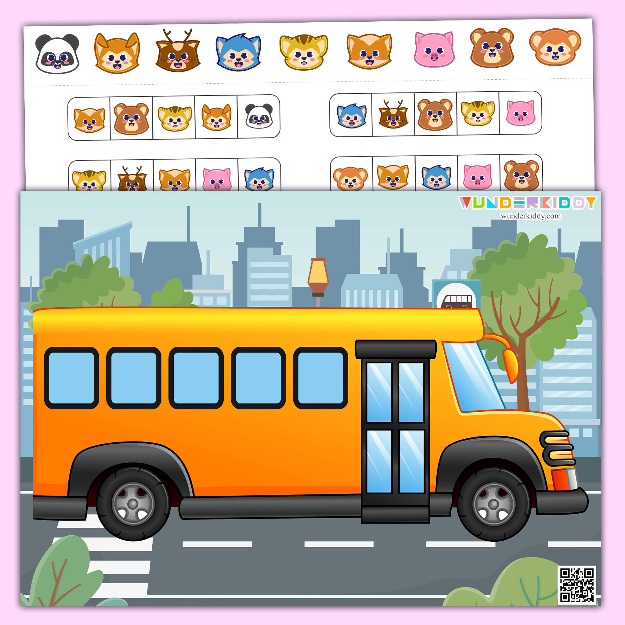 Printable Animals On The Bus Pattern Activity For Toddlers Printable Animals On The Bus Pattern Activity For Toddlers