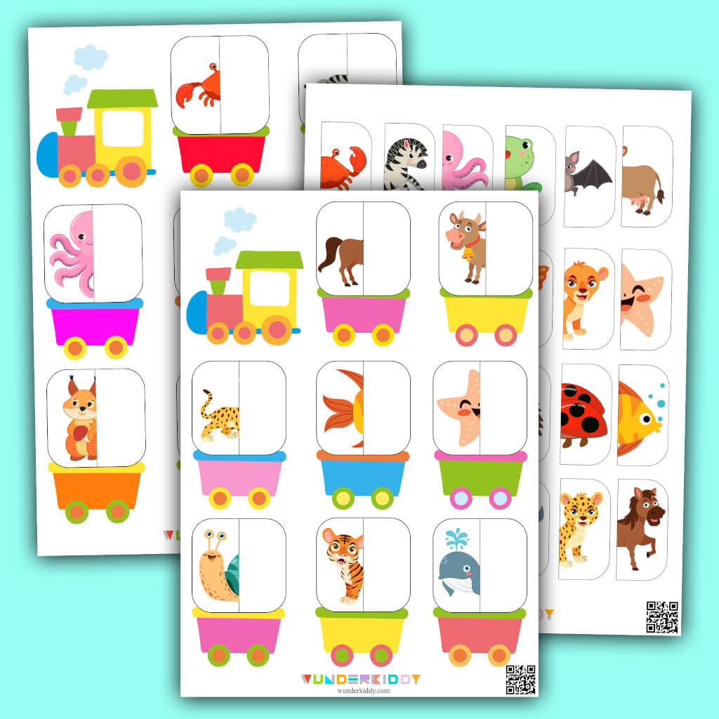 Printable Animals Jigsaw Puzzles Activity for Toddlers