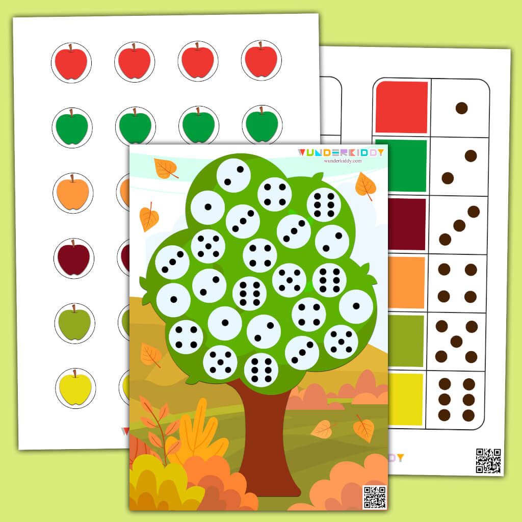 Free Printable Apple Tree Number Matching Activity for Preschool