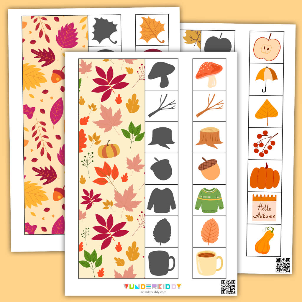Printable Autumn Shadow Matching Worksheet Learning Resources