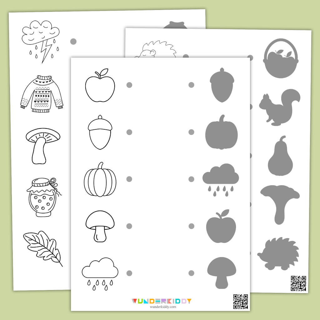 Printable Shadow Matching Game – Fall Themed Preschool Activity