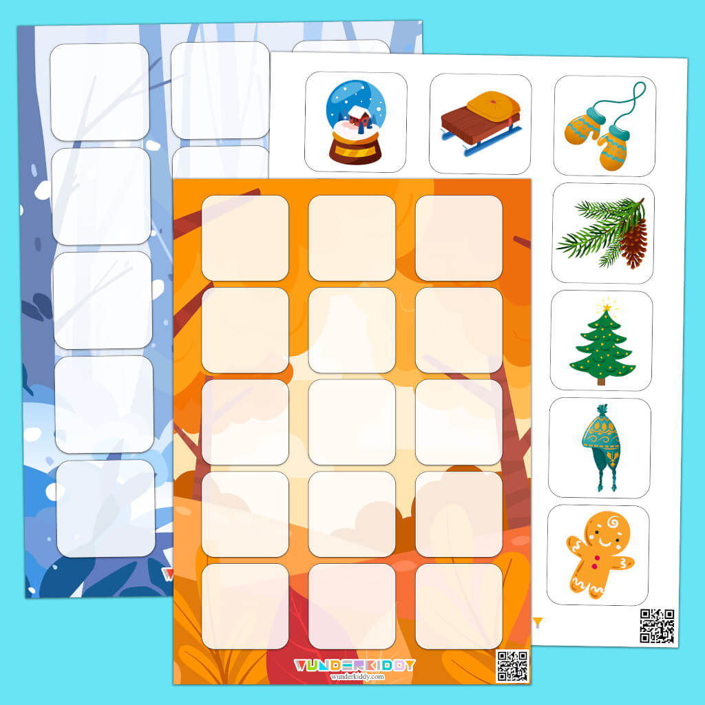 Printable Autumn and Winter Season Sorting Activity for Kids