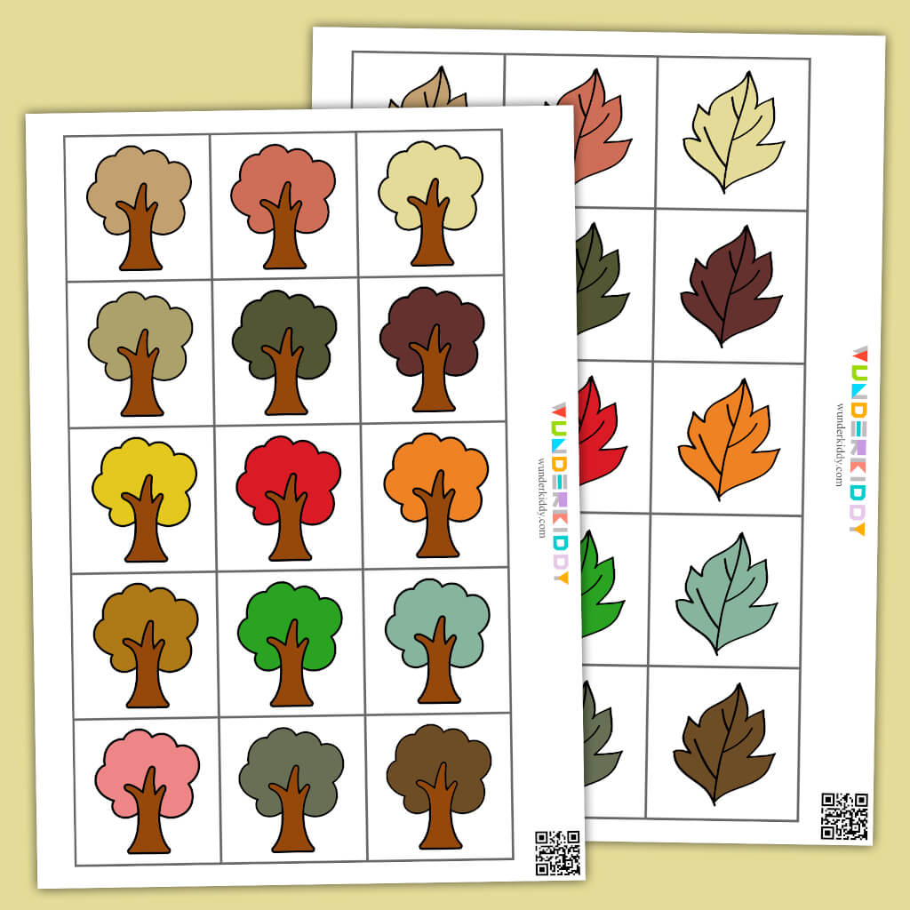 Printable Autumn Leaves Color Matching Worksheet for Toddlers