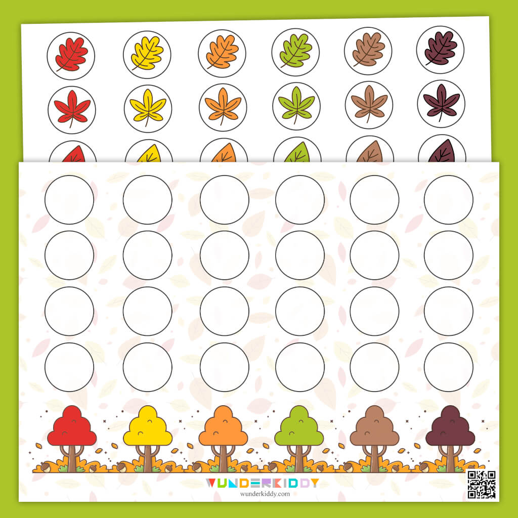 Color Sorting Game – Autumn Leaves Printable Worksheets