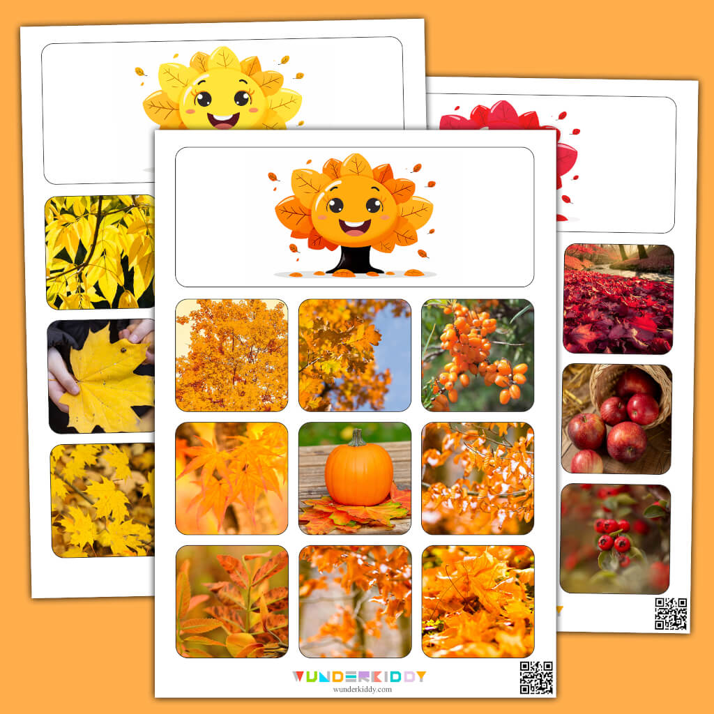 Jeu de tri des couleurs à imprimer pour les enfats – Nature d'automne