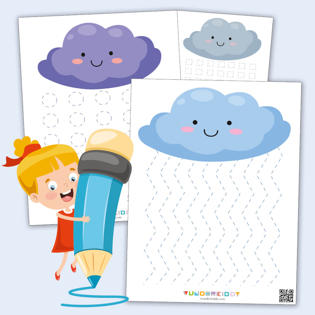 Simple Vertical Lines for Tracing Practice Worksheet Autumn Rain