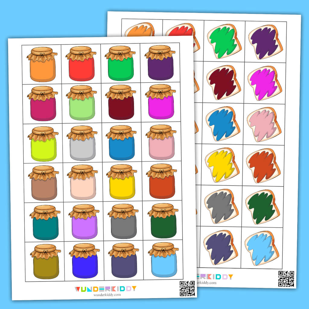 Printable Bread and Jam Color Matching Preschool Activity
