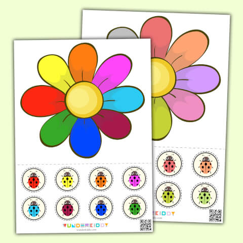 Printable Bug and Flower Color Matching Preschool Activity