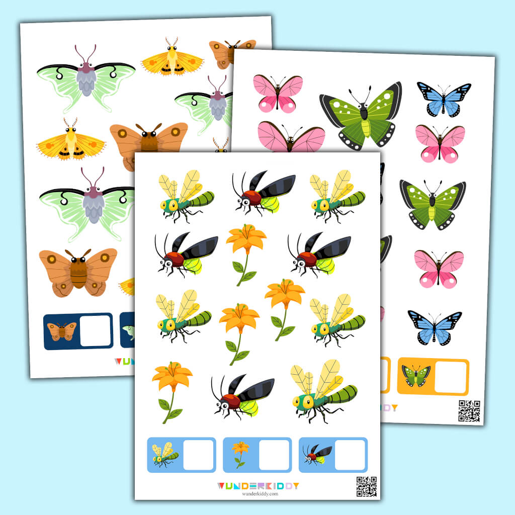 Printable Bugs Counting Game Kindergarten Worksheet