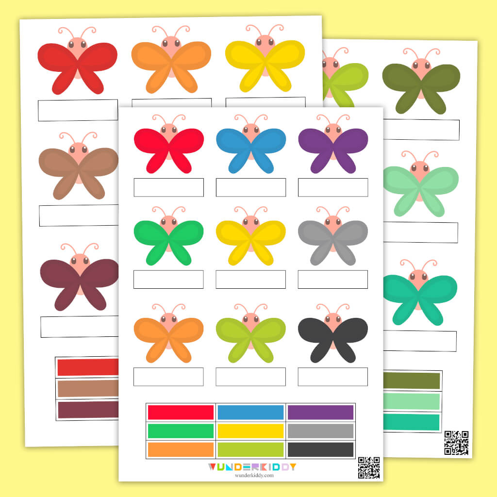 Printable Butterfly Visual Discrimination Colors Activity