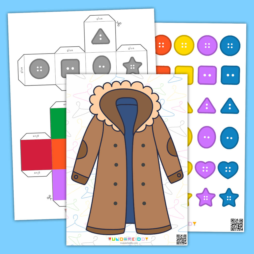 Free Printable Buttons Color and Shape Matching Dice Activity