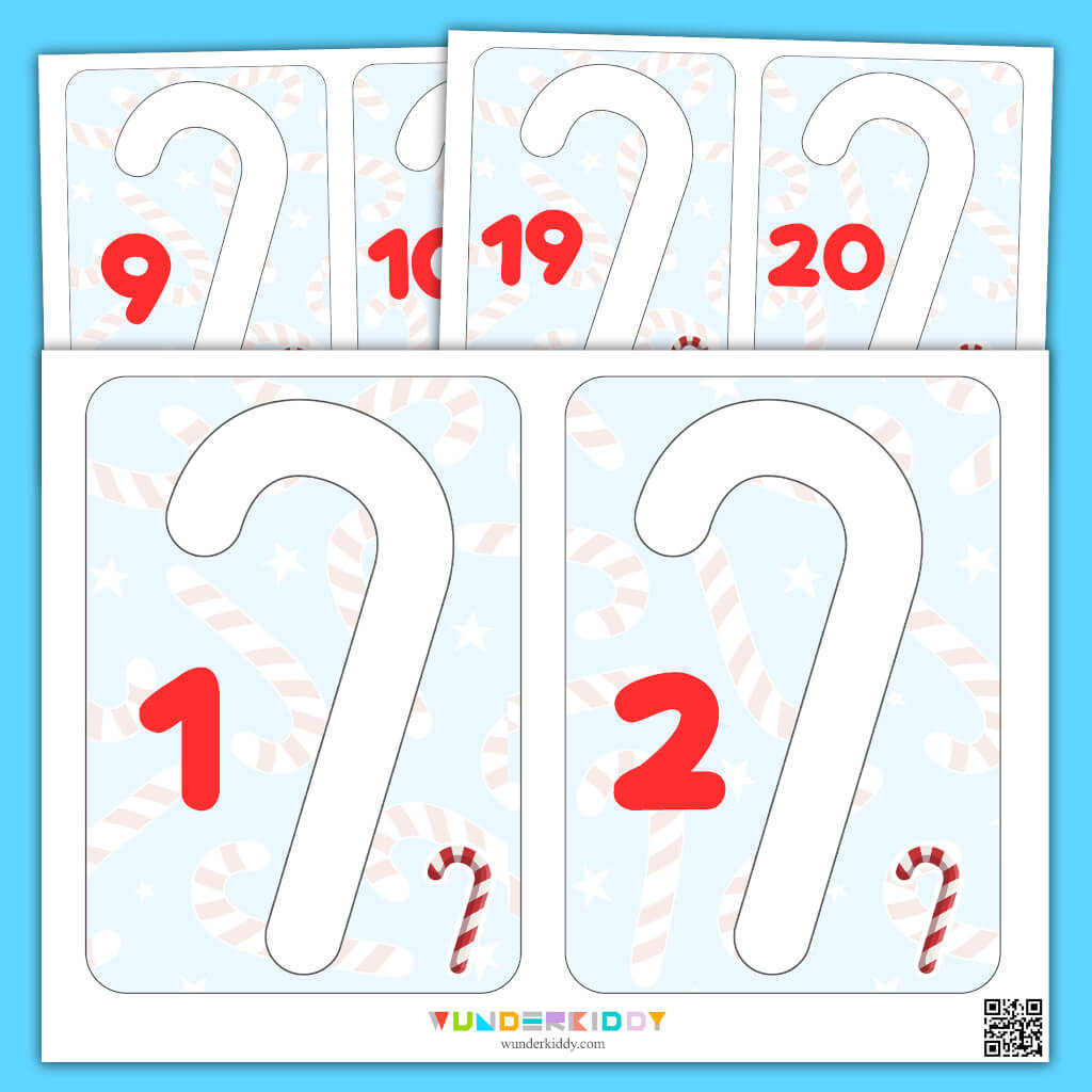 Free Printable Candy Cane Stripe Counting Cards for Preschool