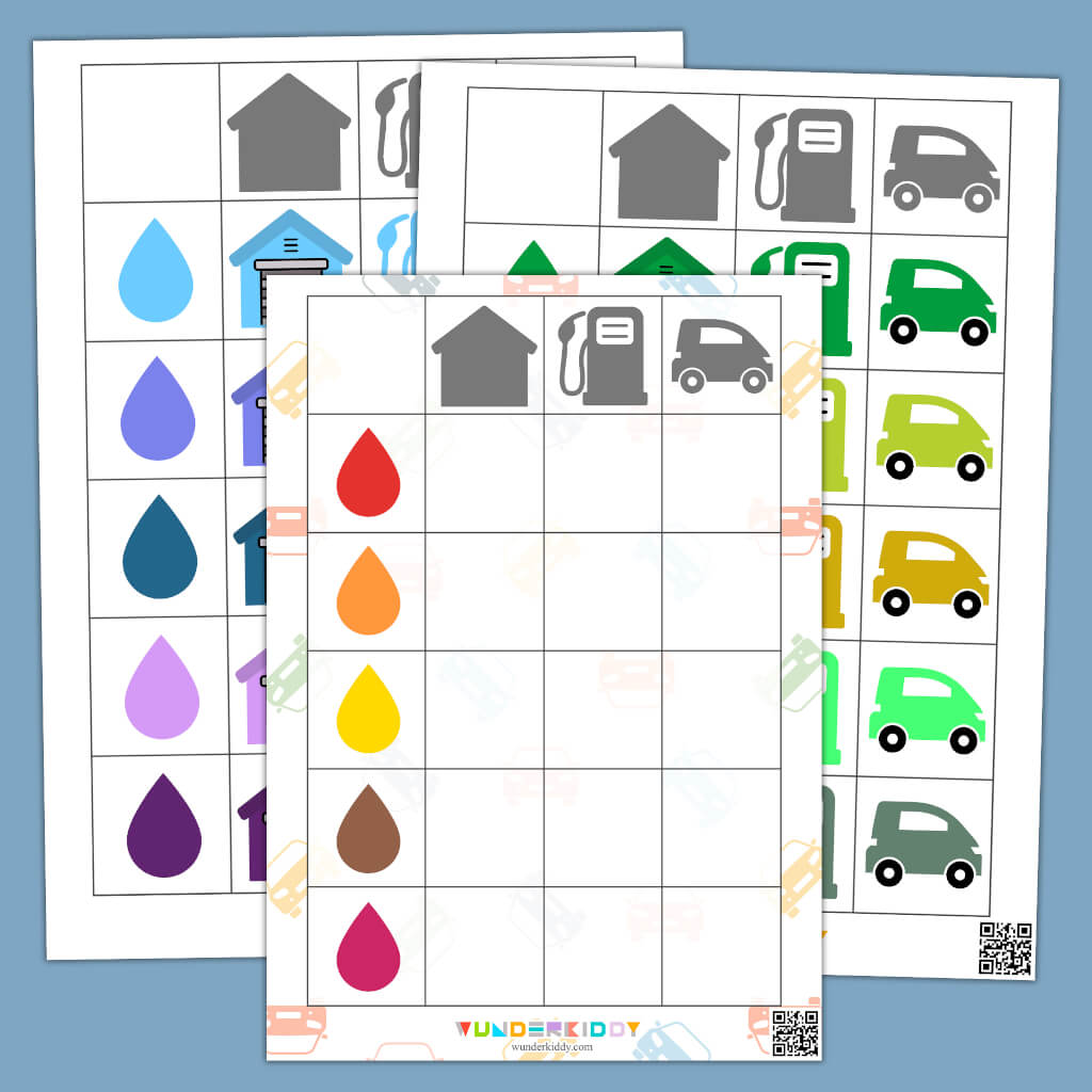 Printable Car Color Sorting File Folder Game for Toddlers