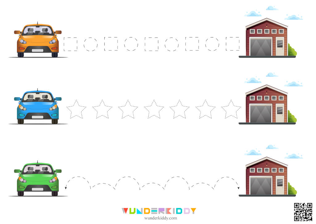 Worksheets «Car and garage» - Download or print for free