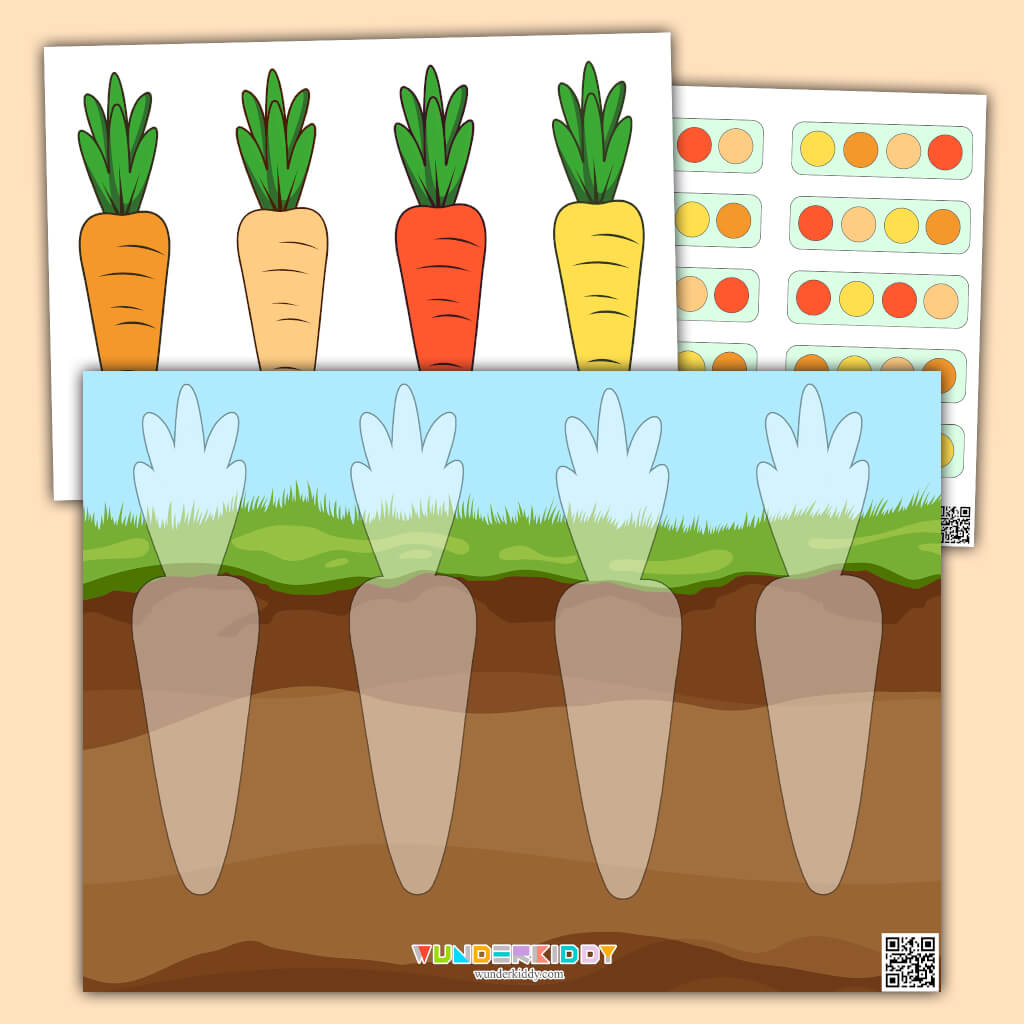 Printable Colorful Carrot Pattern Activity for Kids