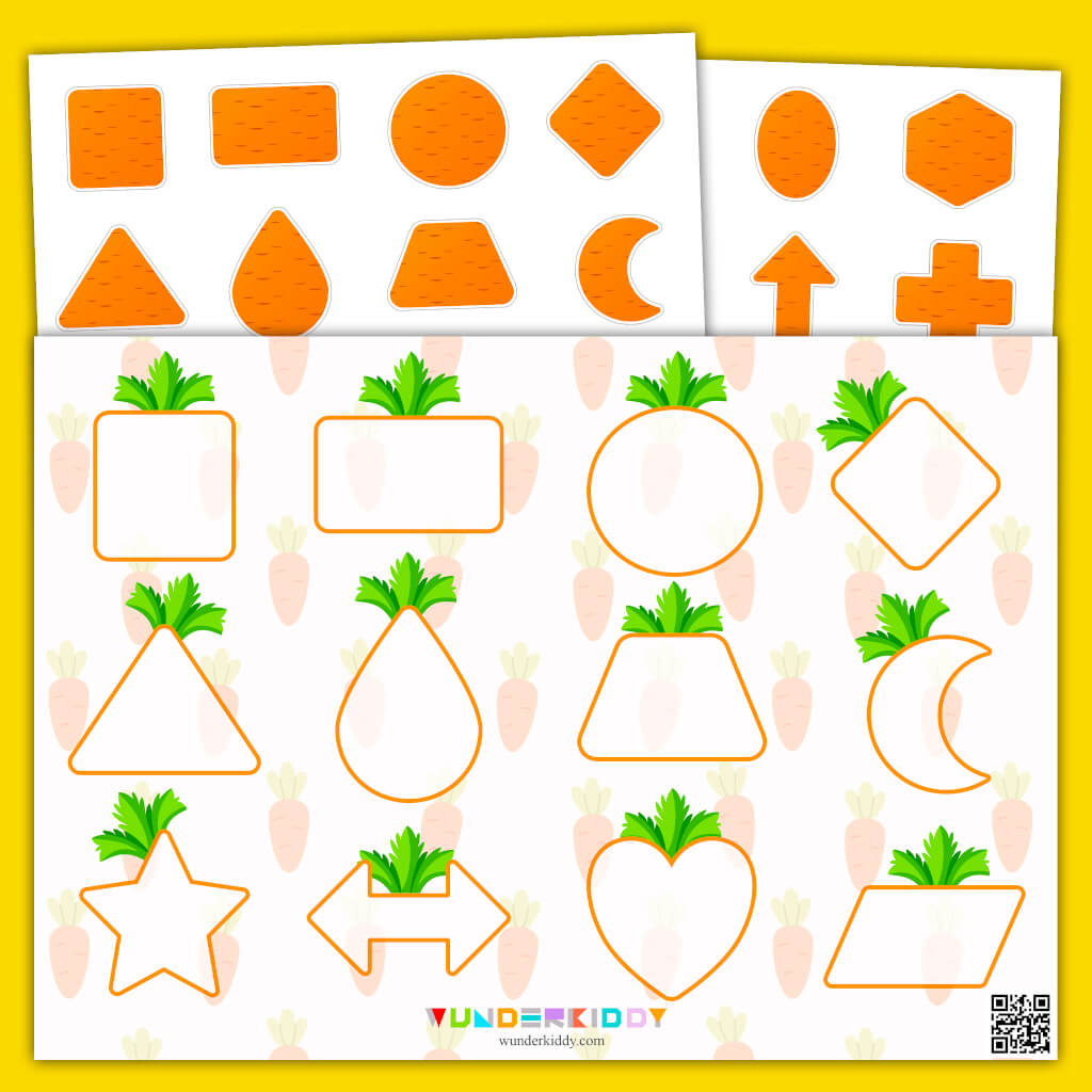 Printable Carrot Day Shape Matching 2D Activity for Kids