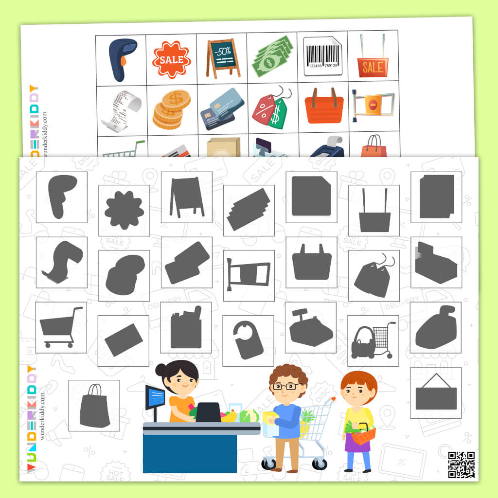 Printable Cashier Shadow Matching Activity for Preschool