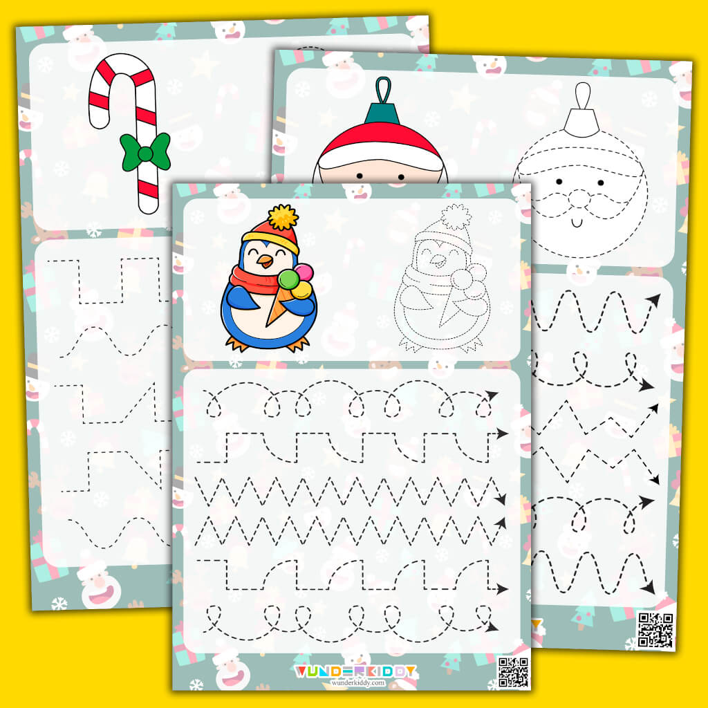 Printable Christmas Tracing Lines Pre-Writing Worksheet for Kids