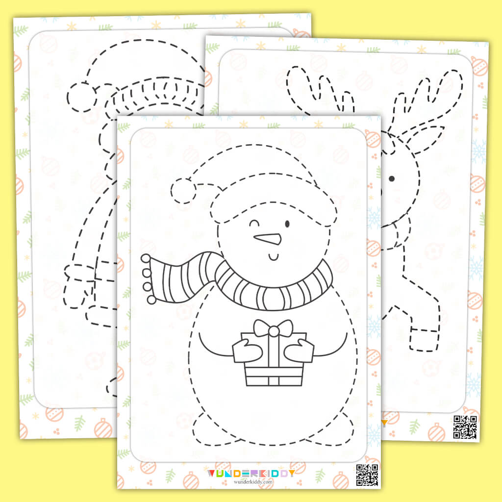 Printable Christmas Pre-Writing Tracing Worksheet for Preschool