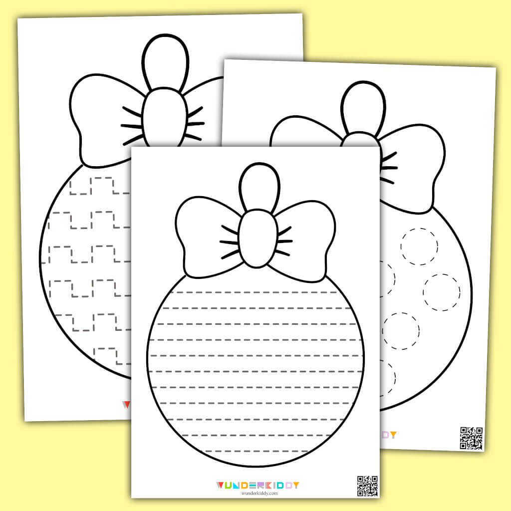 Printable Christmas Ball Pre-Writing Worksheets for Kids