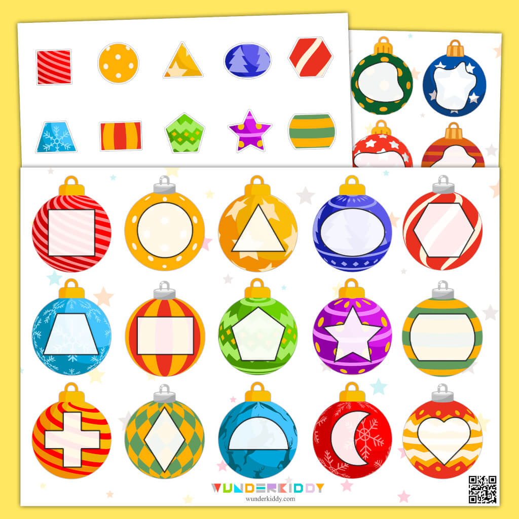 Printable Christmas Ball Shape Matching File Folder Activity