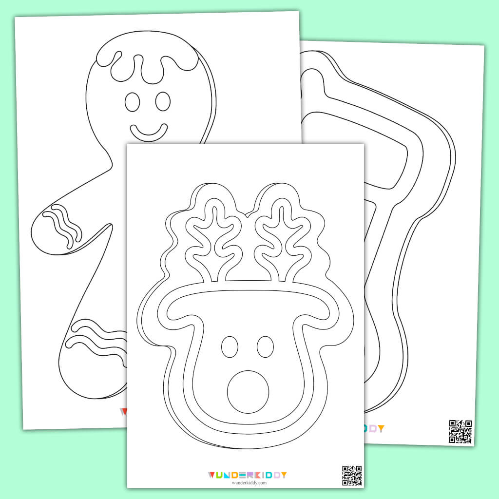 Printable Christmas Cookie Coloring Pages and Craft Template