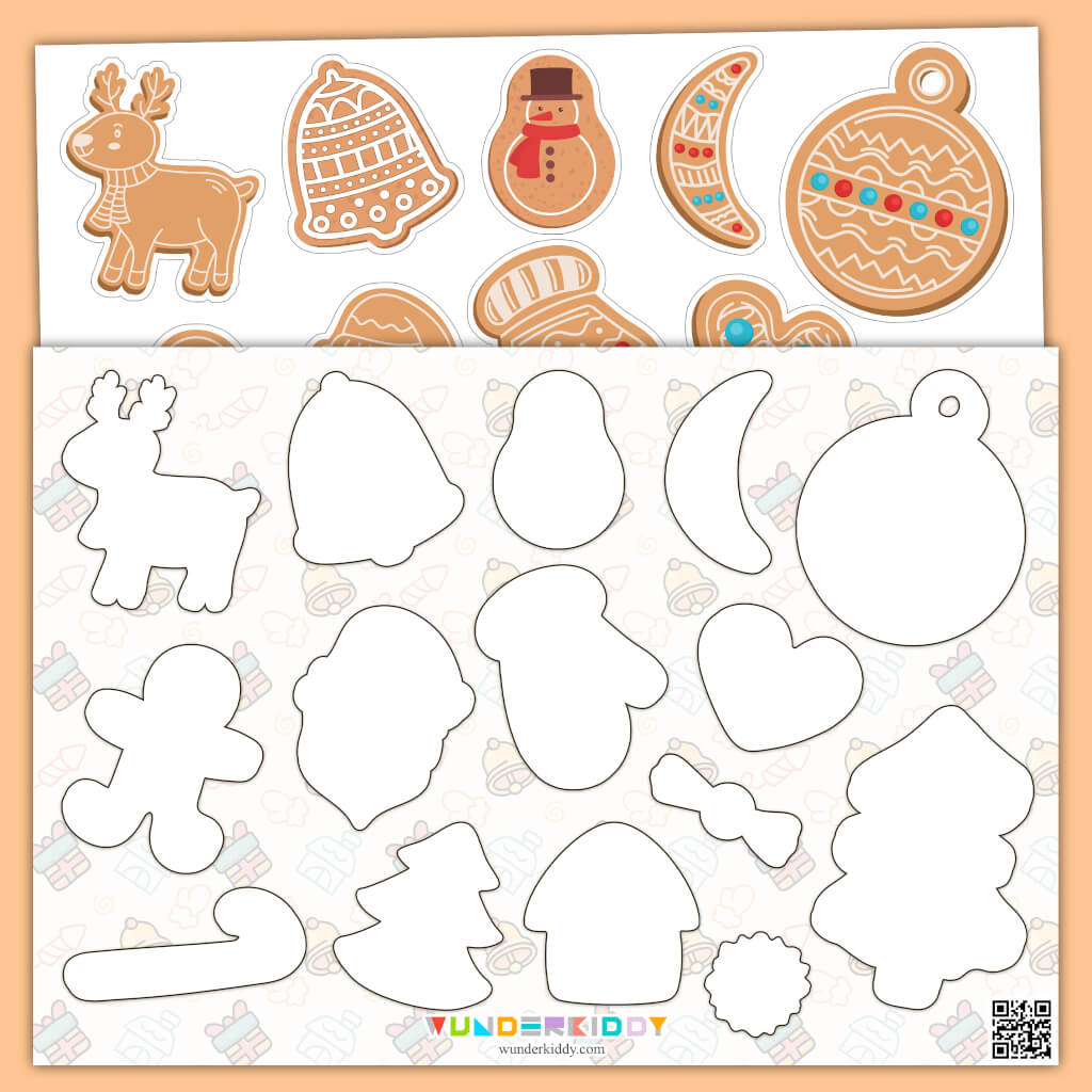 Printable Christmas Cookies Shadow Match Worksheet for Toddlers