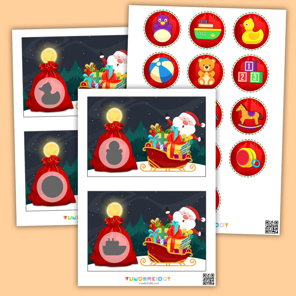 Shadow Matching Christmas Gift Printable Activity PDF