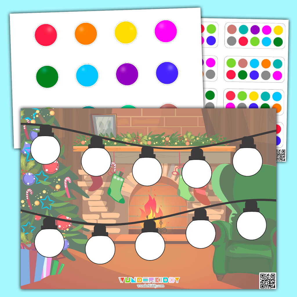 Printable Christmas Light Garland Preschool Activity