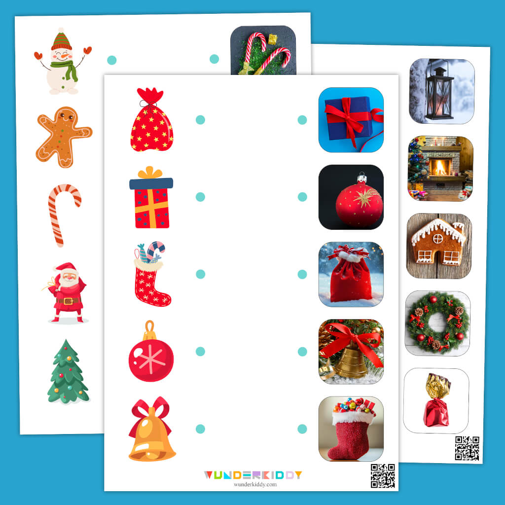 Christmas Match Photo to Illustration Visual Discrimination Game