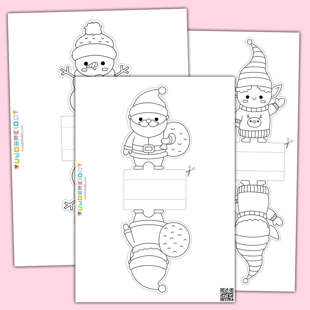 Printable Christmas Puppets Paper Craft Template for Children
