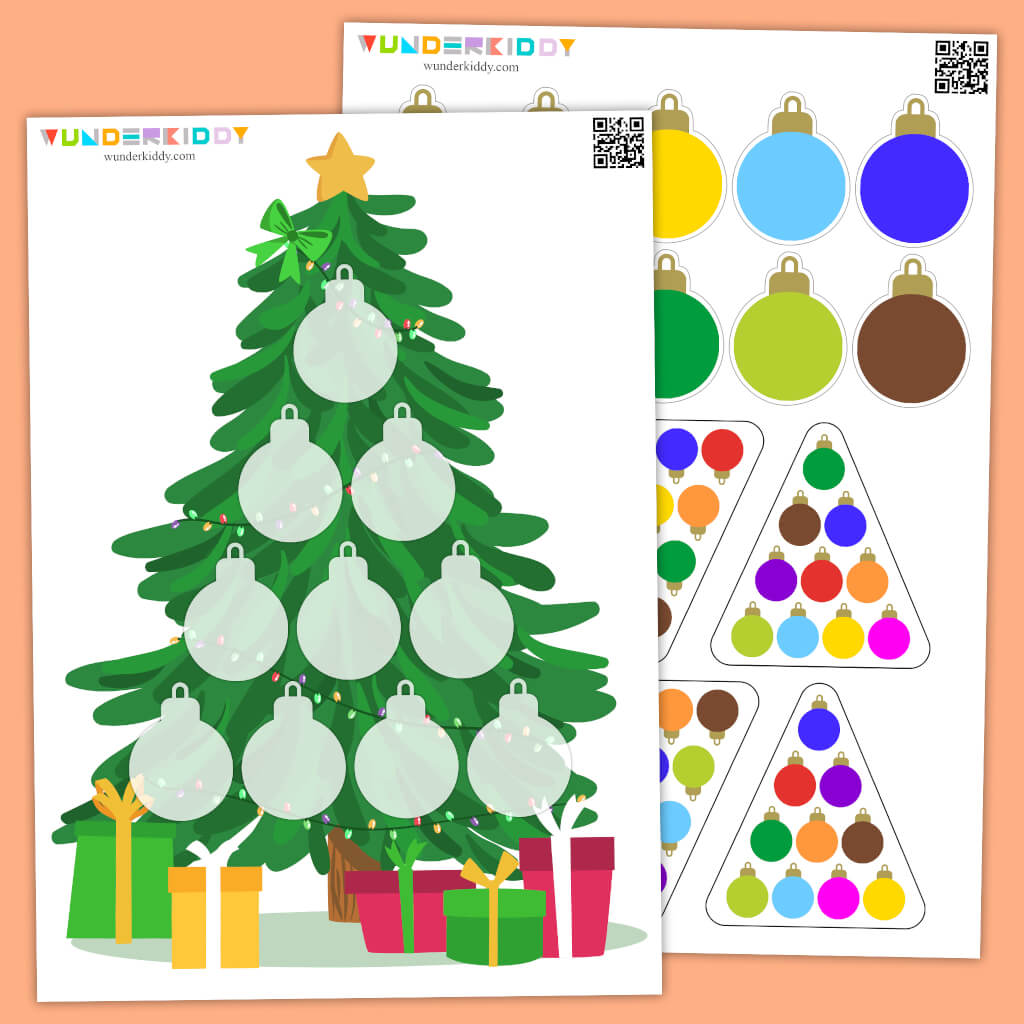 Christmas Tree Color Sorting Game: Match Ornaments by Pattern