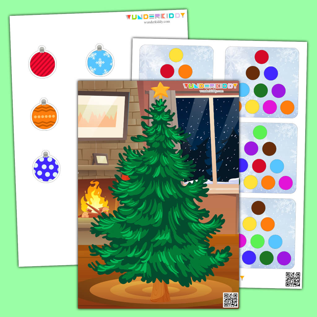 Printable Christmas Tree Copy Pattern Activity for Toddlers