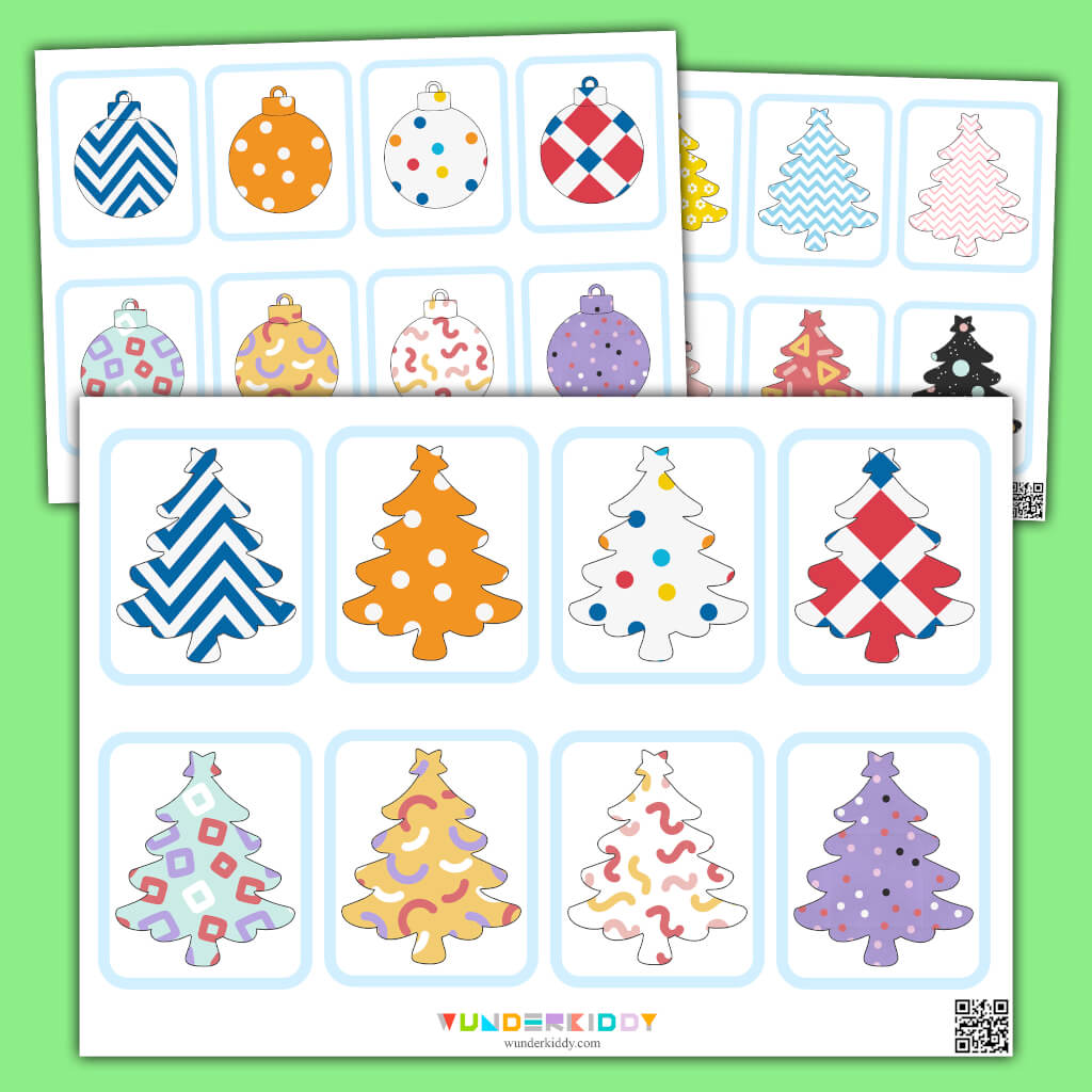 Printable Montessori Christmas Tree Pattern Matching Cards
