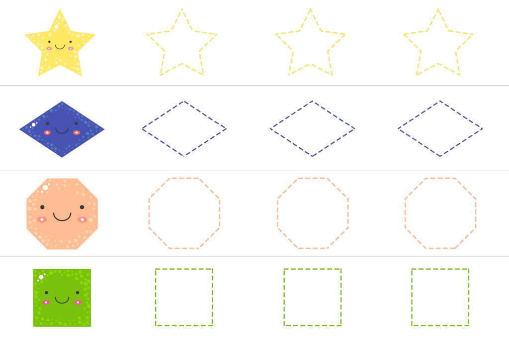 Worksheets «Outline a shape» - Download or print for free