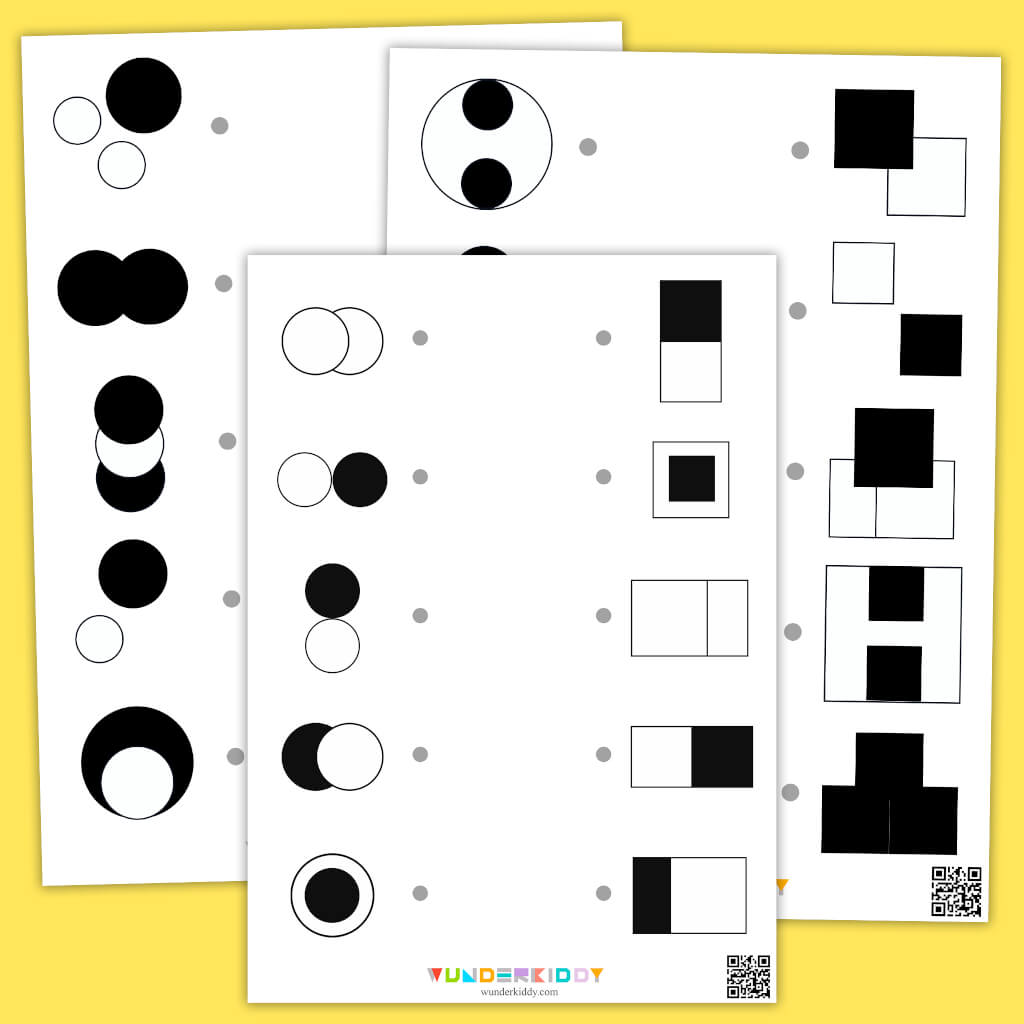 Printable Circles and Squares Visual Perception Matching Game