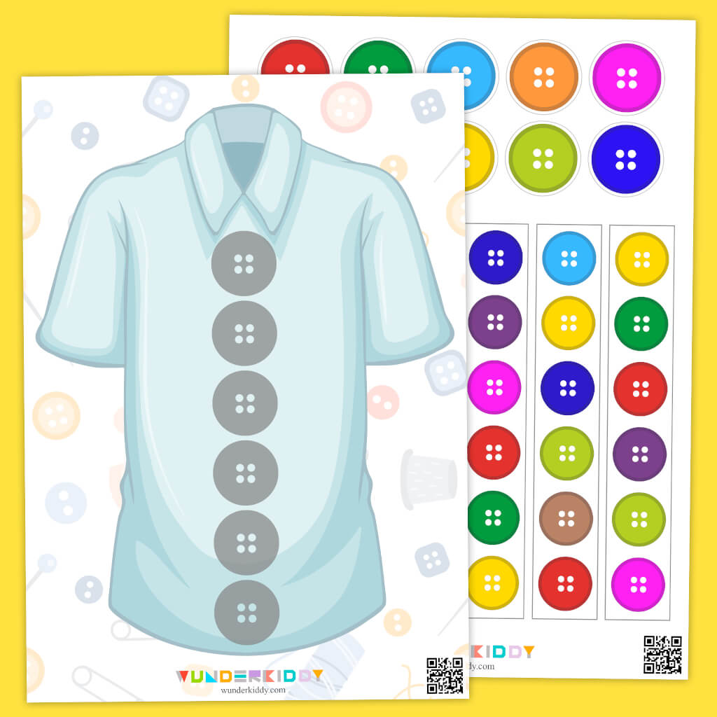 Printable Pattern Recognition Game: Color Buttons Activity