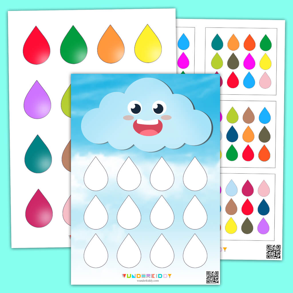 Printable Color Drops Pattern Matching Activity for Preschool