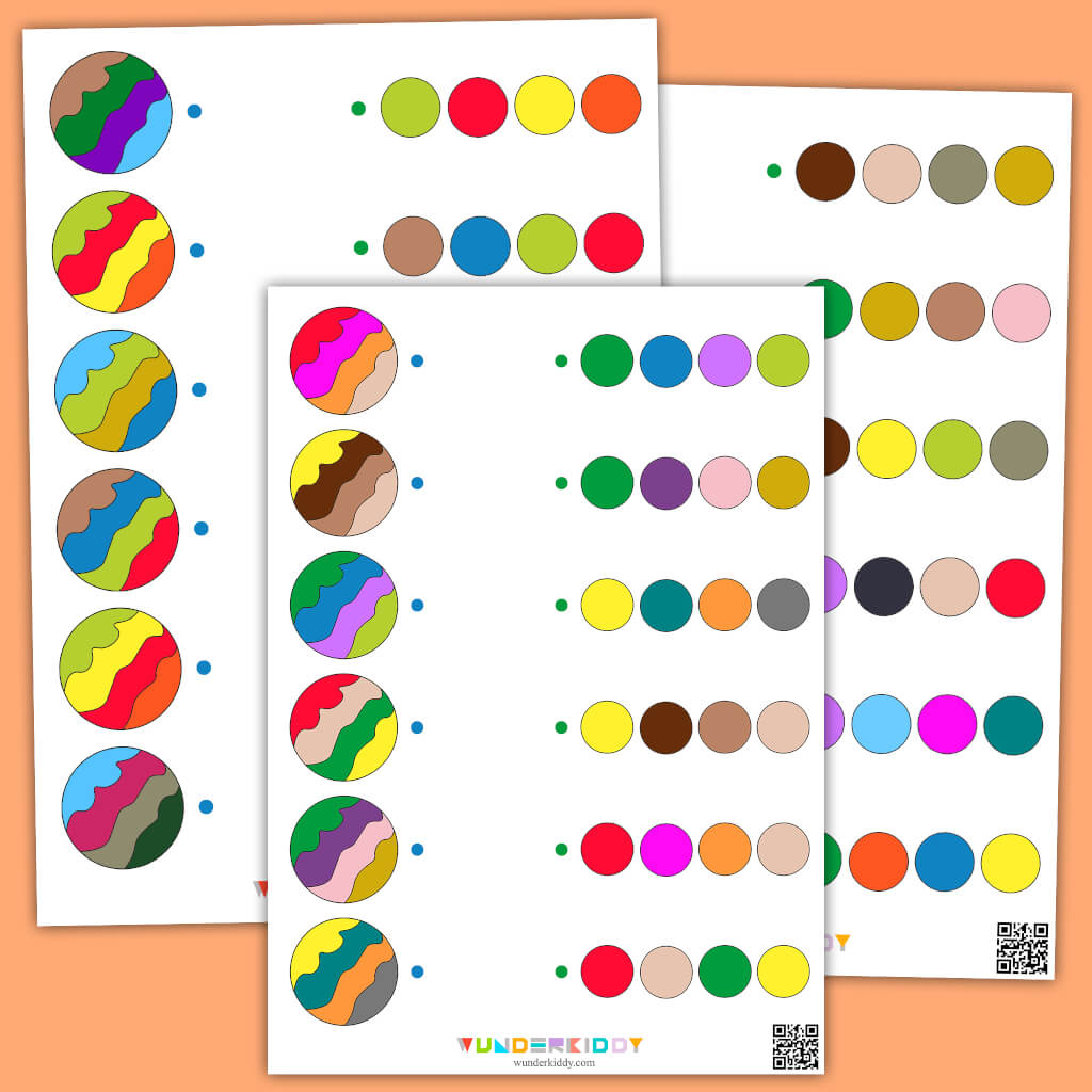 Printable Color Pattern Matching Brain Boosting Activity