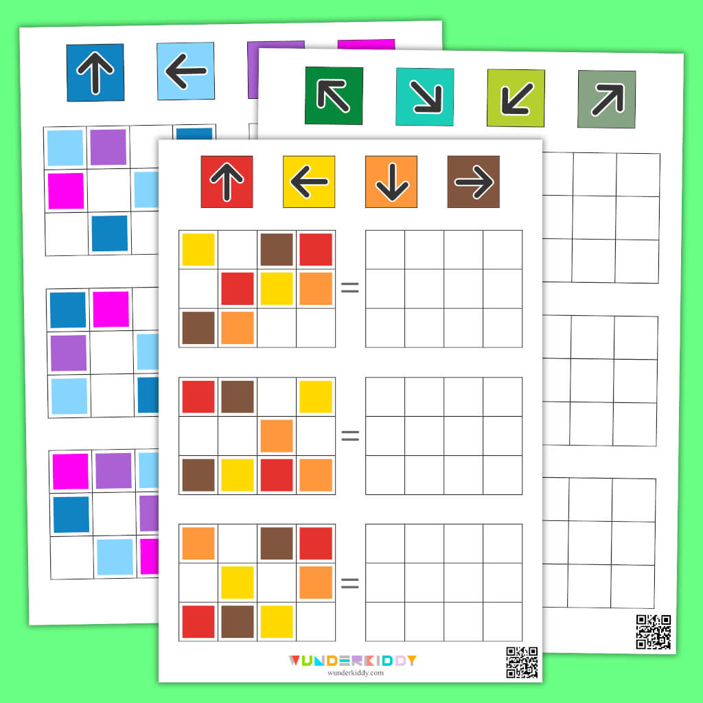 Jeu d’association de couleurs et flèches à imprimer
