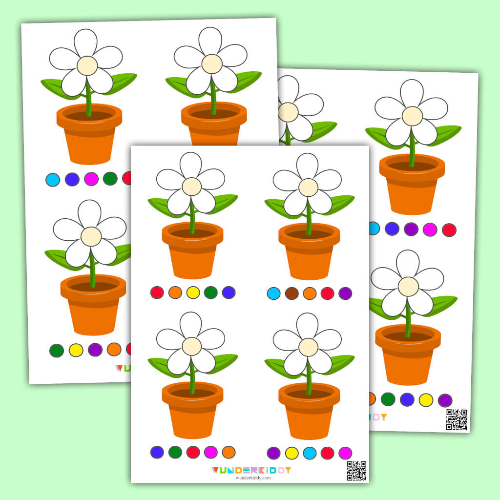 Printable Color the Flower Learning Worksheet for Kids