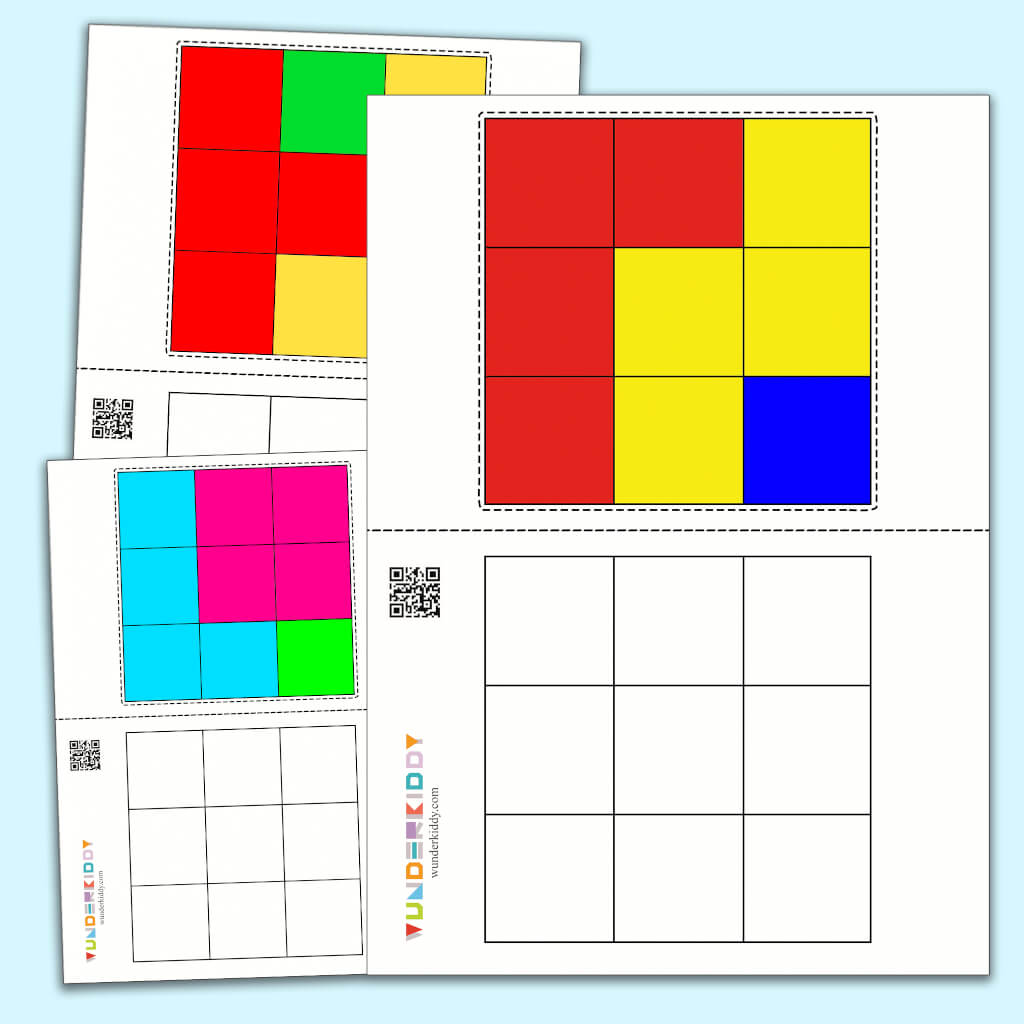 Printable Puzzle Game for Kindergarten Colored Blocks