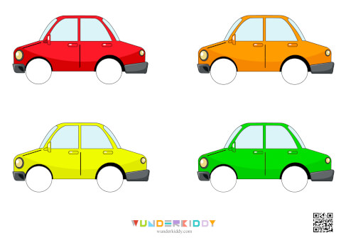 Activity sheet «Colored car wheels» - Download or print for free