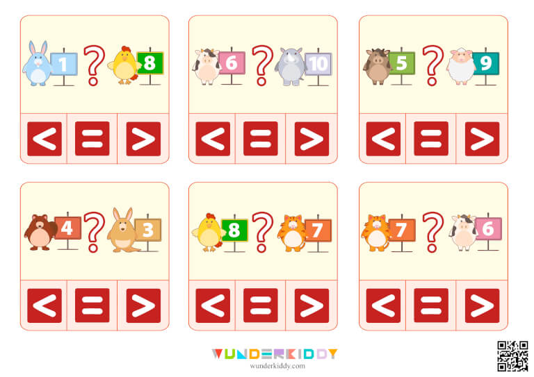 Activity sheet «Comparing numbers» - Download or print for free