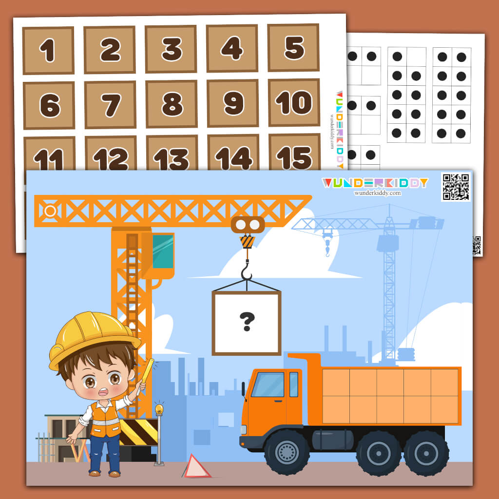 Printable Construction Counting 1-20 File Folder Activity