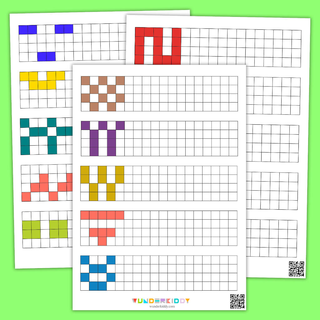 Printable Pattern Grid Worksheets for Preschool and Kids